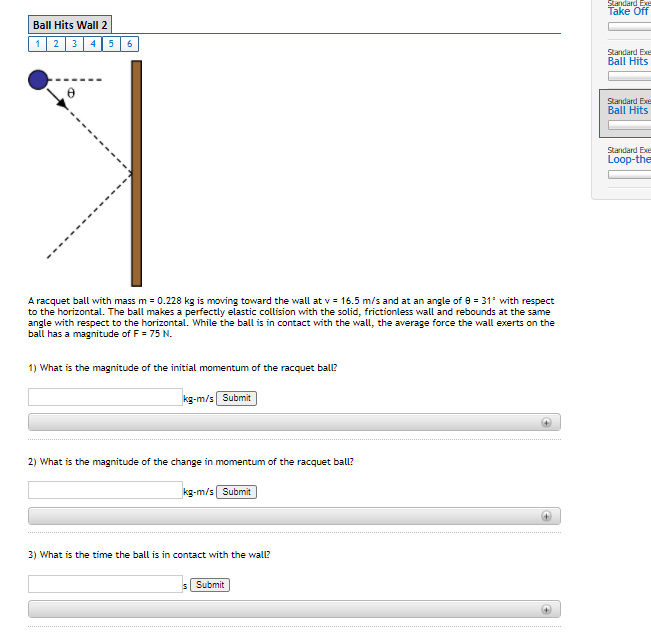 Solved Standard E Take Off Ball Hits Wall 2 1 1|2|3 4 5 6 | Chegg.com
