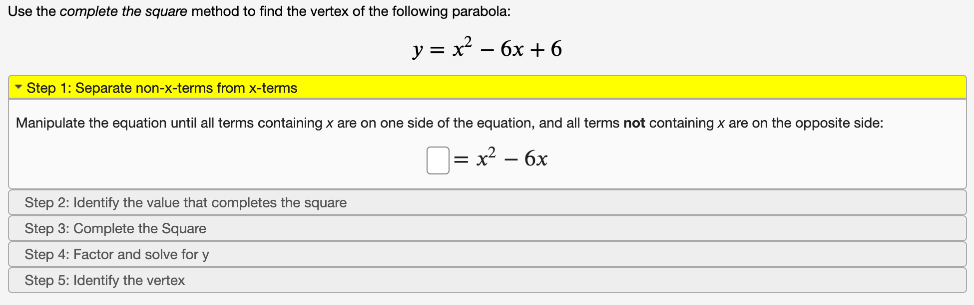 Solved Use the complete the square method to find the vertex | Chegg.com