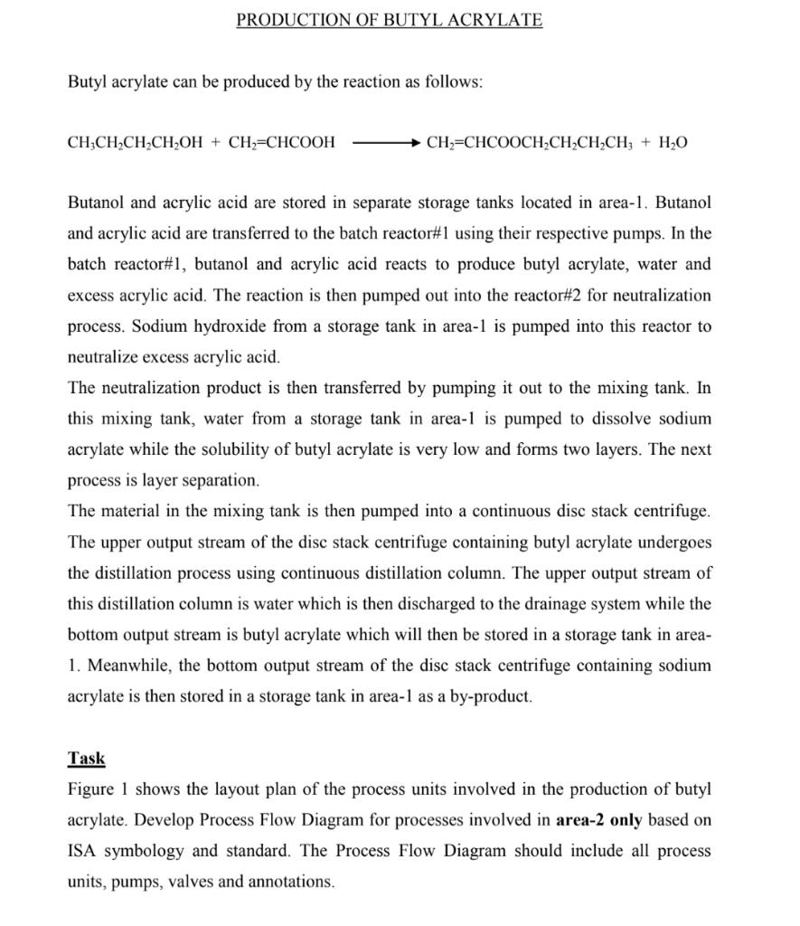 Solved PRODUCTION OF BUTYL ACRYLATE Butyl acrylate can be | Chegg.com