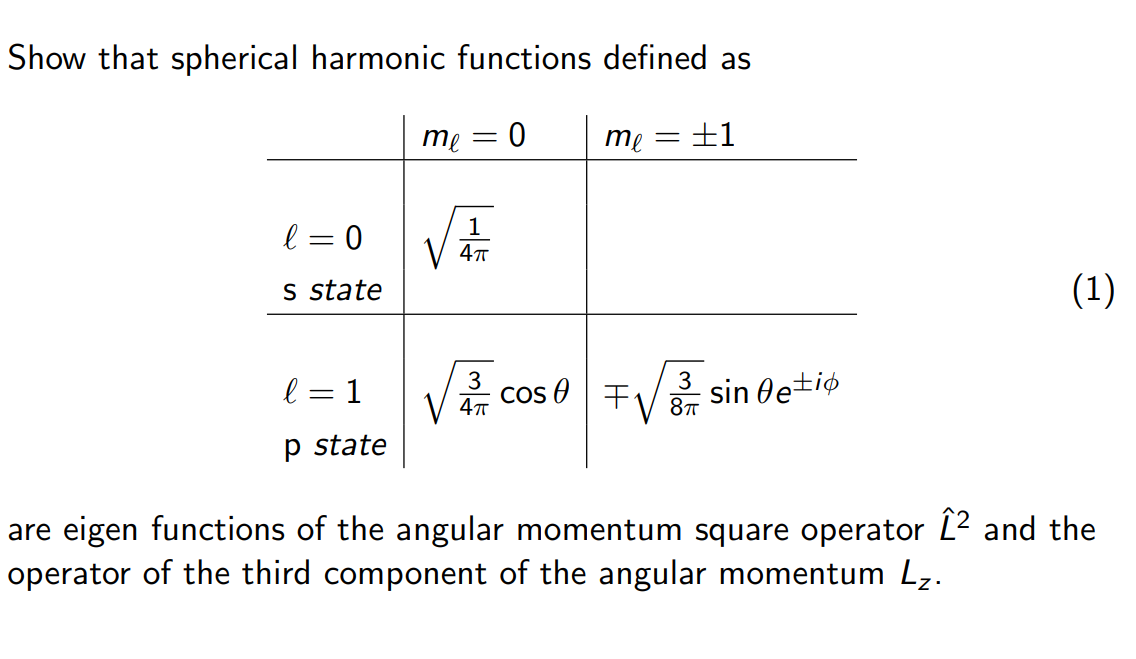 Solved Show that spherical harmonic functions defined as me | Chegg.com
