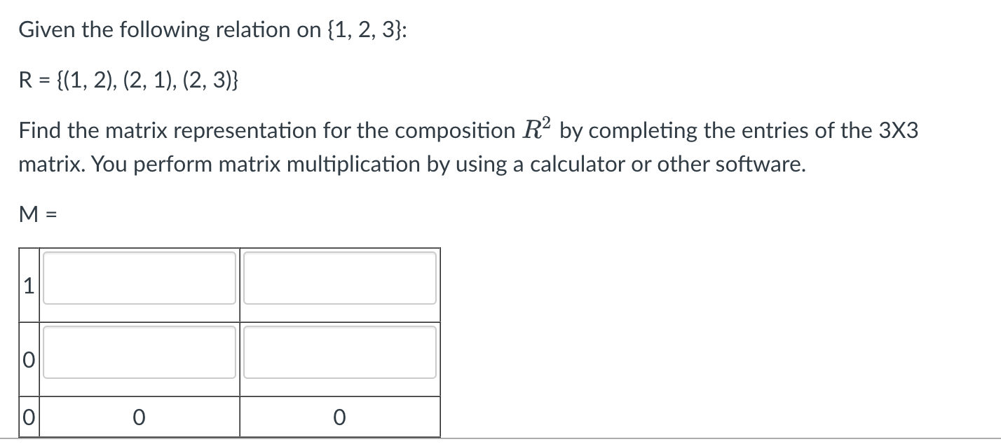 Solved Given the following relation on {1,2,3} : | Chegg.com