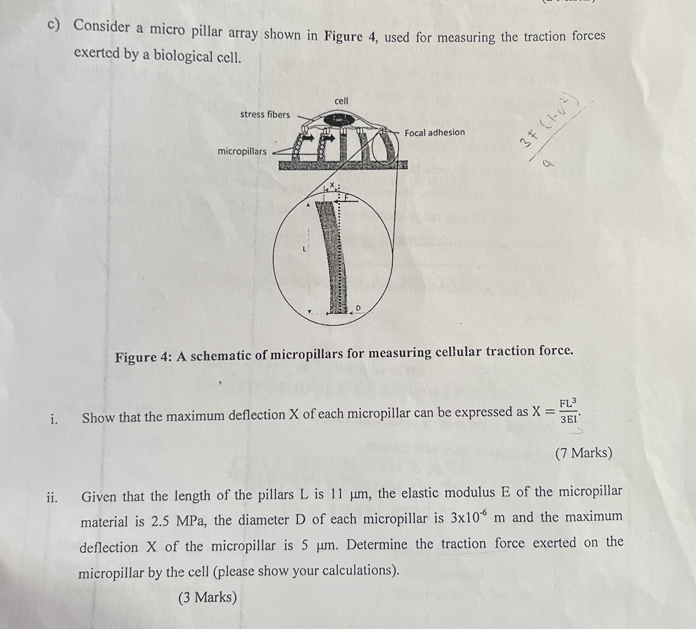 Solved c) Consider a micro pillar array shown in Figure 4, | Chegg.com