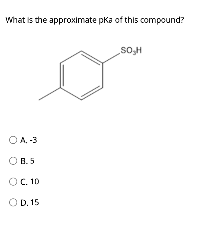 Solved What is the approximate pka of this compound? SO3H O | Chegg.com