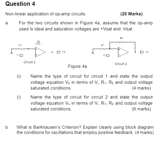 Solved Non-linear application of op-amp circuits (20 Marks) | Chegg.com