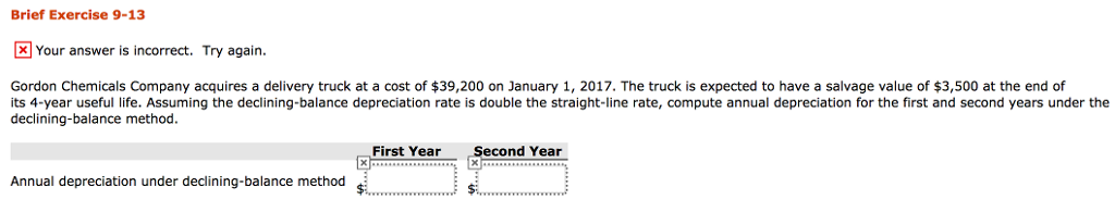 Solved Brief Exercise 9-13 Your answer is incorrect. Try | Chegg.com