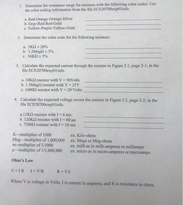 Solved Determine the resistance range for resistors with the | Chegg.com