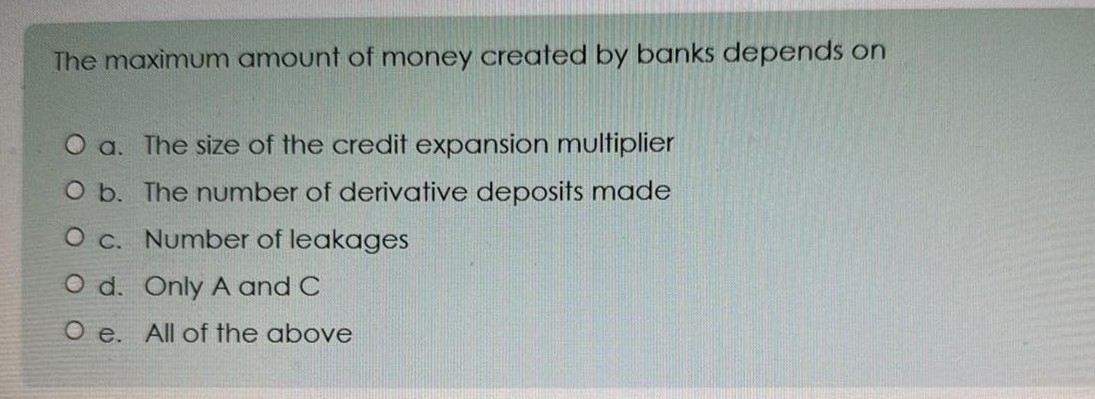Solved The maximum amount of money created by banks depends | Chegg.com