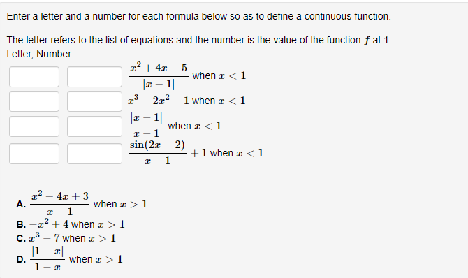 Solved Enter a letter and a number for each formula below so | Chegg.com