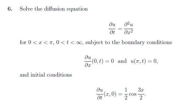 Solved Solve the diffusion equationdeludelt=del2udelx2for | Chegg.com
