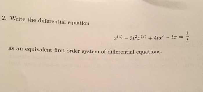 Solved Write the differential equation as the equivalent | Chegg.com
