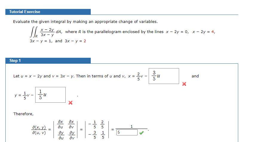 Solved Tutorial Exercise Evaluate the given integral by | Chegg.com