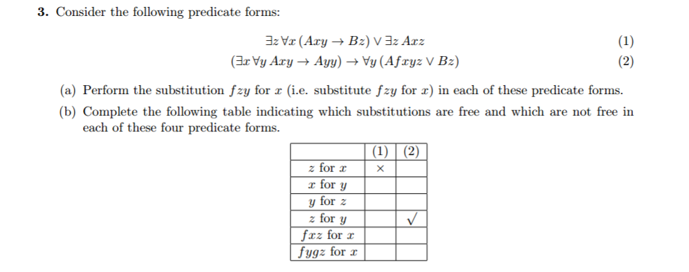 Solved 3. Consider the following predicate forms: BrVy | Chegg.com
