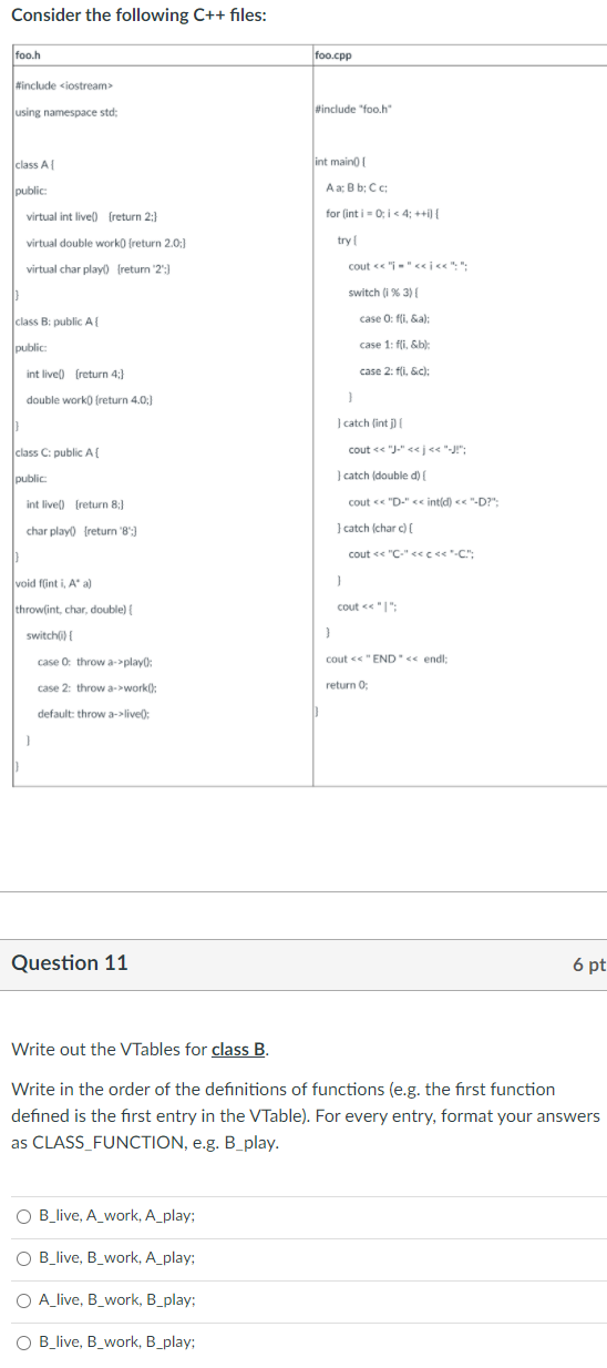 Solved Consider the following C++ files: foo.h foo.cpp | Chegg.com