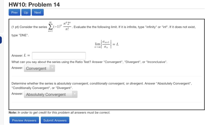 Solved HW10: Problem 14 Prev Up Next n42" (1 pt) Consider | Chegg.com