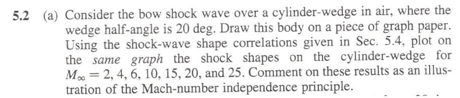 (a) Consider the bow shock wave over a cylinder-wedge | Chegg.com