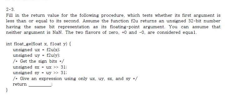 Solved 2-3. Fill in the return value for the following | Chegg.com