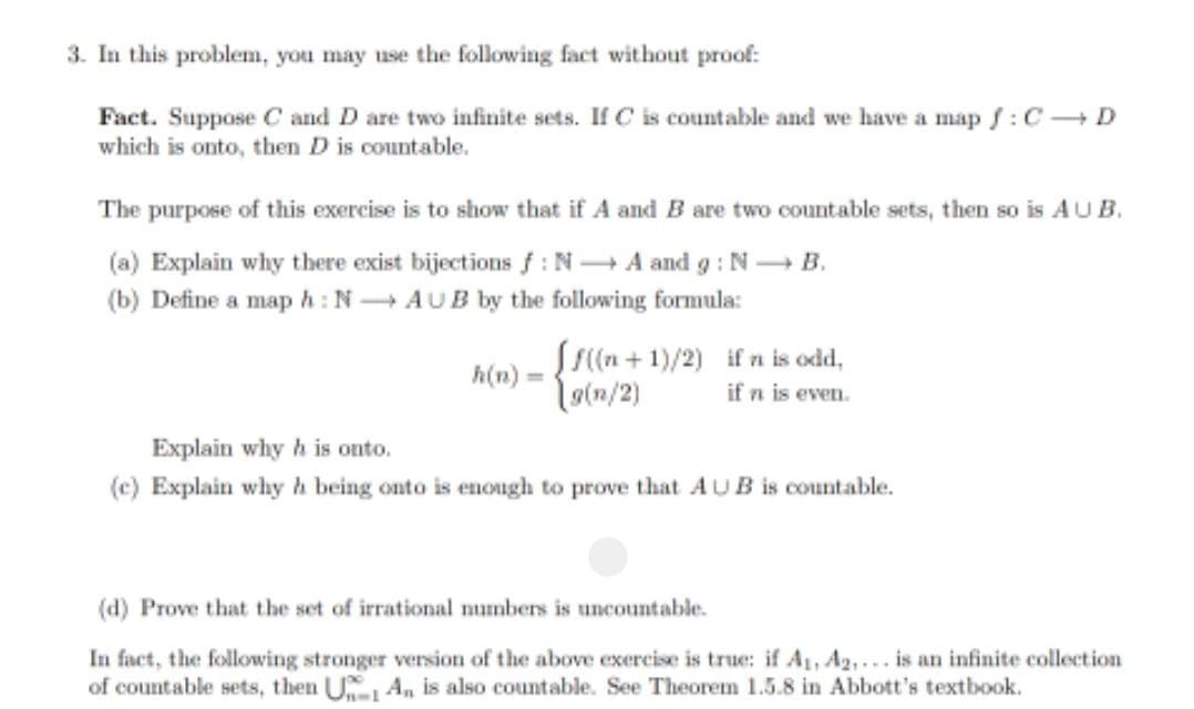 Solved 3. In this problem, you may use the following fact | Chegg.com