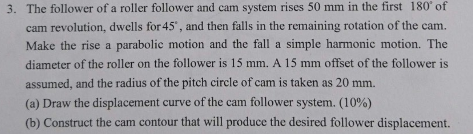 Solved 3. The follower of a roller follower and cam system | Chegg.com
