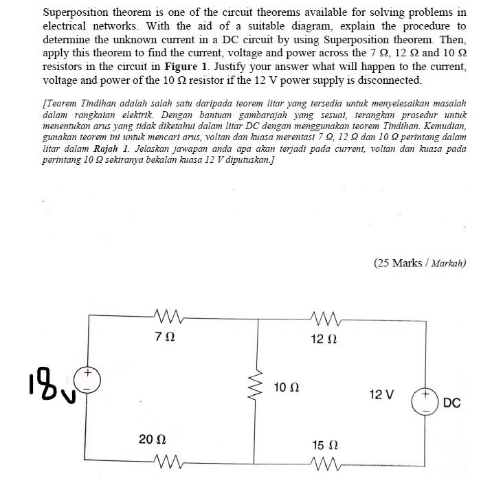 Solved Superposition theorem is one of the circuit theorems | Chegg.com