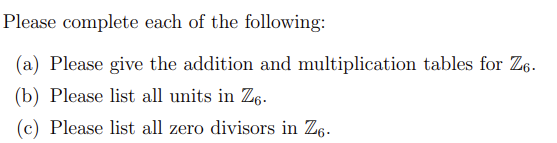 Solved Please complete each of the following: (a) Please | Chegg.com