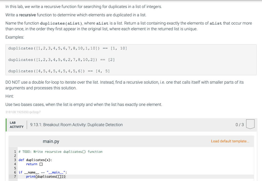 Solved In this lab, we write a recursive function for | Chegg.com