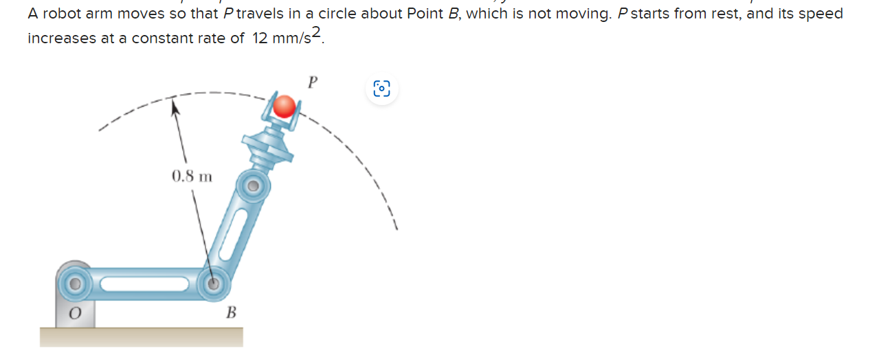 Solved A robot arm moves so that P travels in a circle about | Chegg.com
