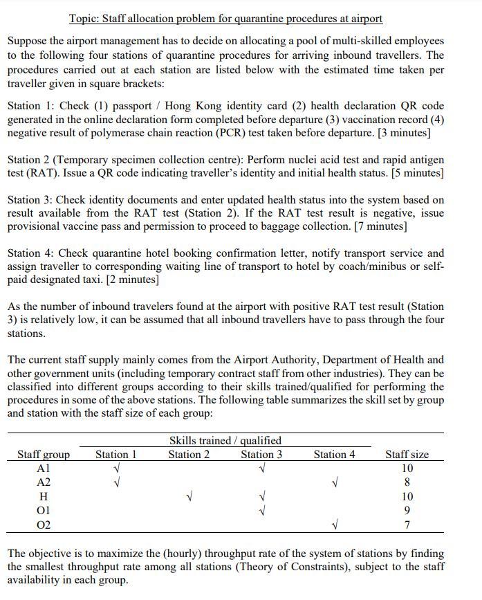Q1. Determine the optimal allocation plan for | Chegg.com