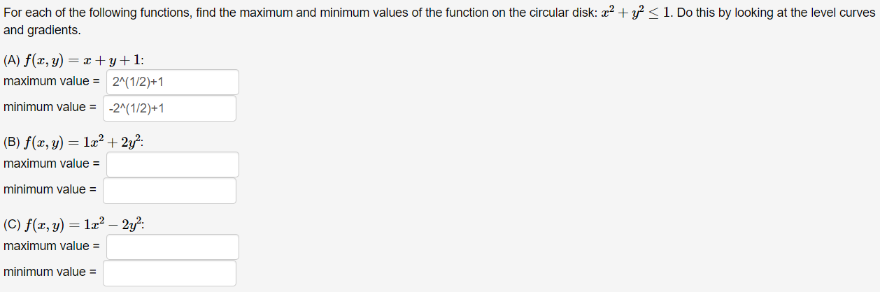 Solved For each of the following functions, find the maximum | Chegg.com