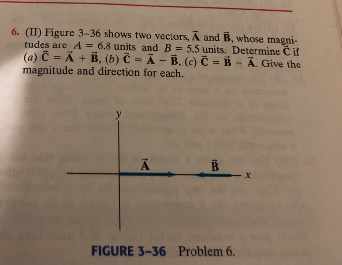 Solved 6. (11) Figure 3-36 shows two vectors, A and B, whose | Chegg.com