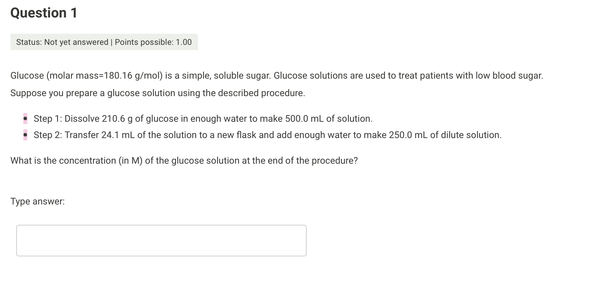 Solved Glucose (molar mass =180.16 g/mol ) is a simple, | Chegg.com