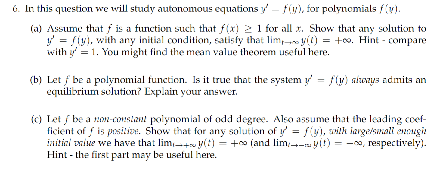 Solved 6. In this question we will study autonomous | Chegg.com
