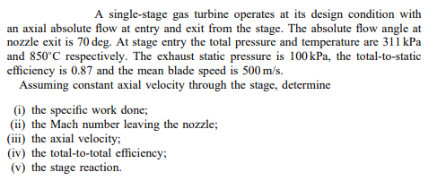 Solved A single-stage gas turbine operates at its design | Chegg.com