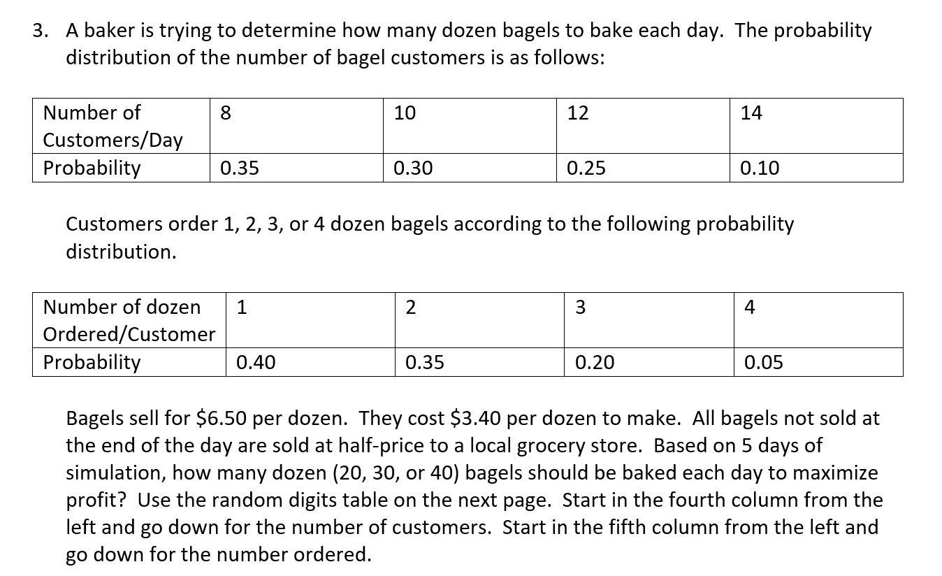 A baker is trying to determine how many dozen bagels | Chegg.com