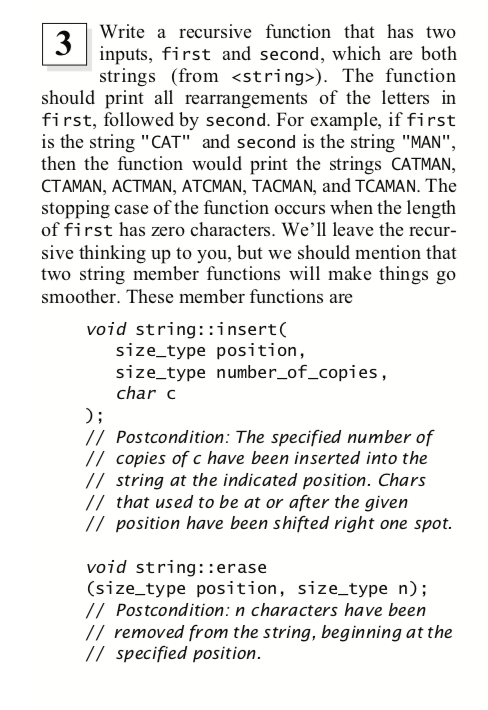 Solved Write a recursive function that has two inputs, first | Chegg.com