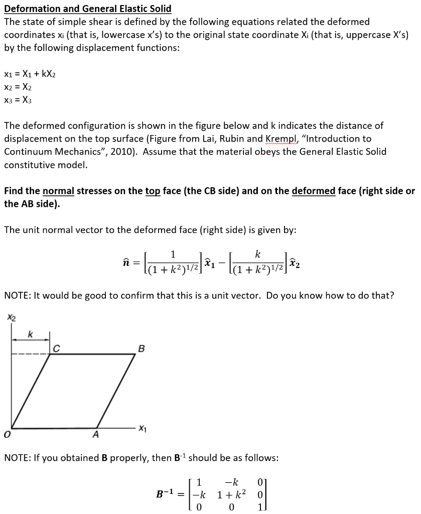 Deformation and General Elastic Solid The state of | Chegg.com