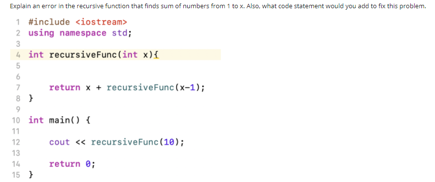 Solved Explain An Error In The Recursive Function That Finds