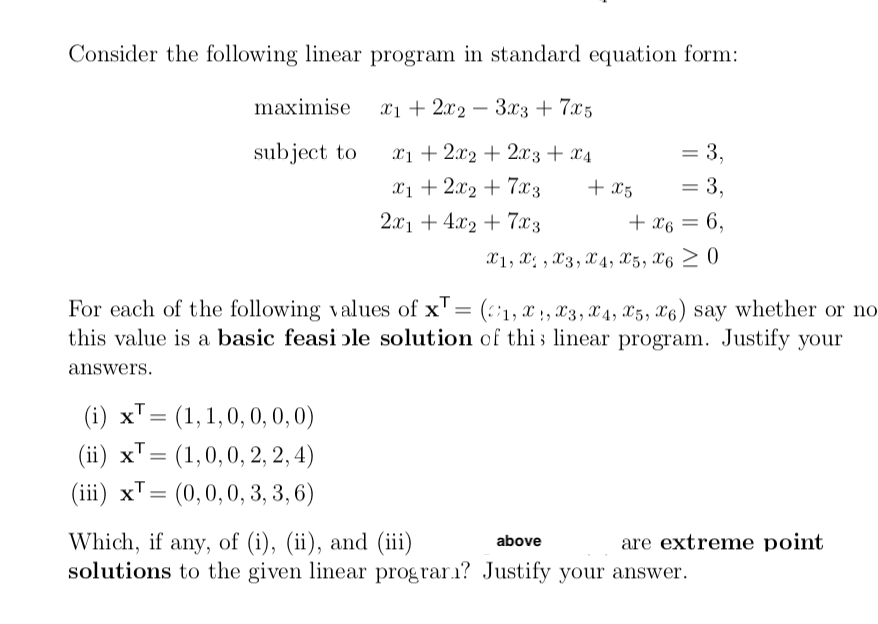 Solved Consider the following linear program in standard | Chegg.com