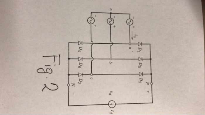 Solved 2. Fig2 shows the three-phase diode bridge supplying | Chegg.com