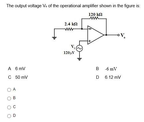 [Solved]: The output voltage V. of the operational amplifi