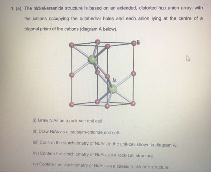 Solved (ii) Confirm the stoichiometry of Ni.Asy in the | Chegg.com