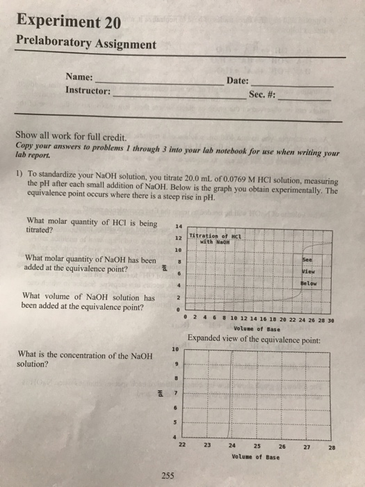 Solved Experiment 20 Prelaboratory Assignment Name: | Chegg.com