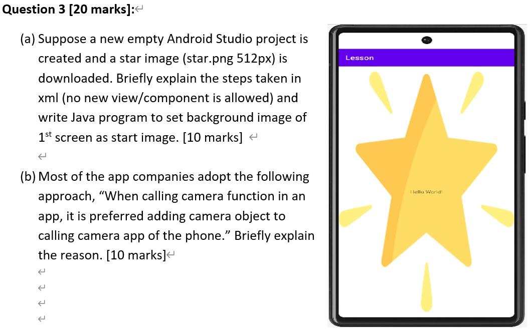 Solved (a) Suppose a new empty Android Studio project is | Chegg.com