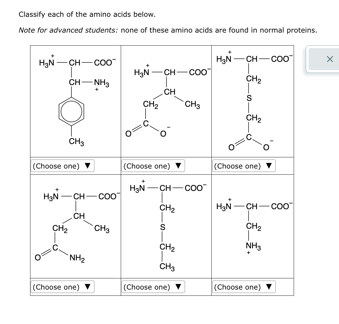 Solved Classify each of the amino acids below. Note for | Chegg.com