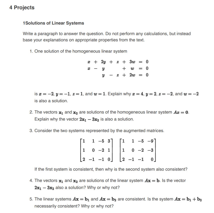 Solved 4 Projects 1 Solutions of Linear Systems Write a | Chegg.com