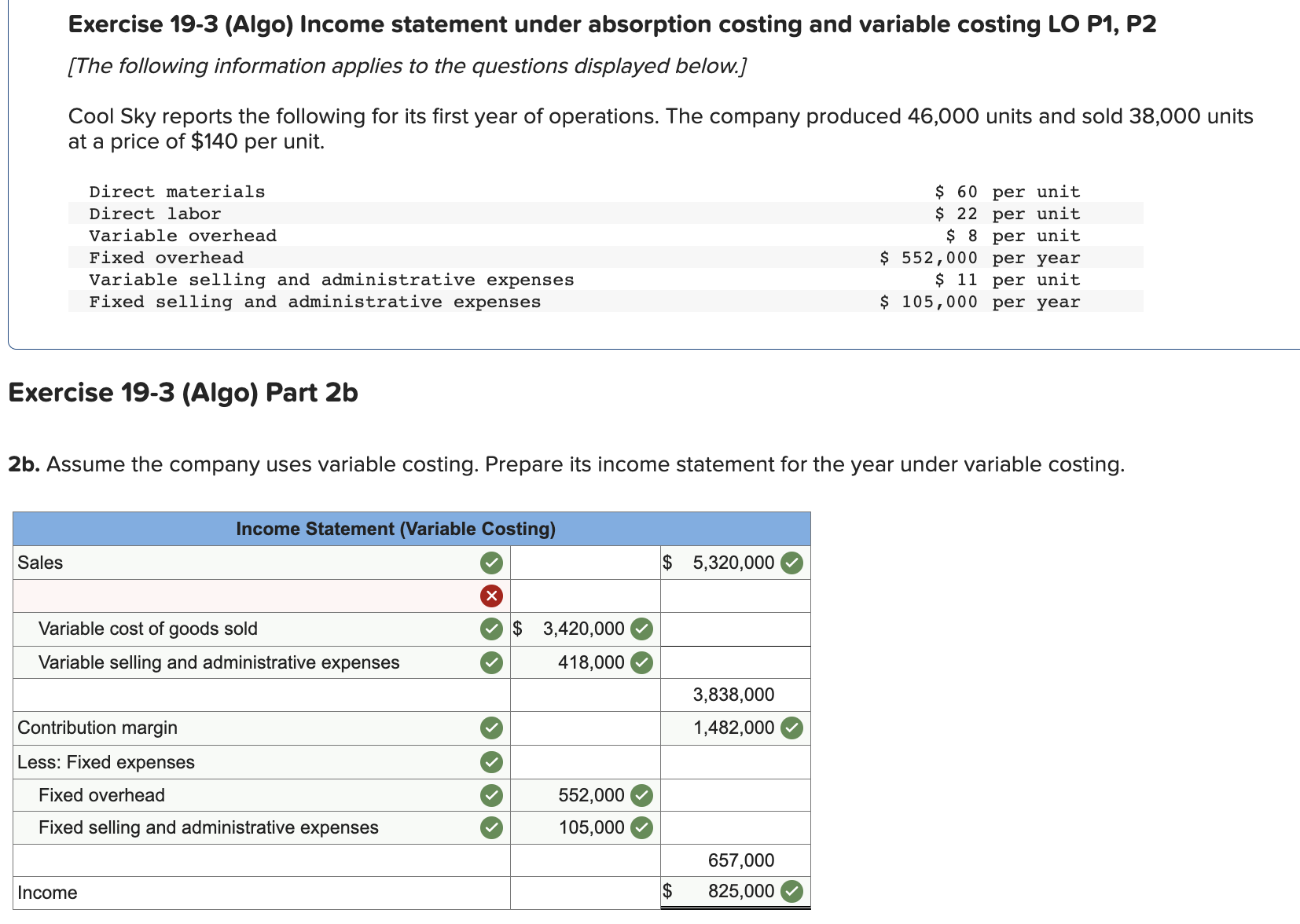 Solved Exercise 19-3 (Algo) Income statement under | Chegg.com