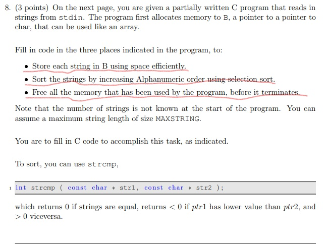 Solved 8. (3 points) On the next page, you are given a | Chegg.com