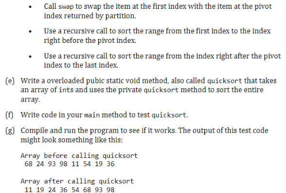 8. Write a recursive method to sort an array using | Chegg.com