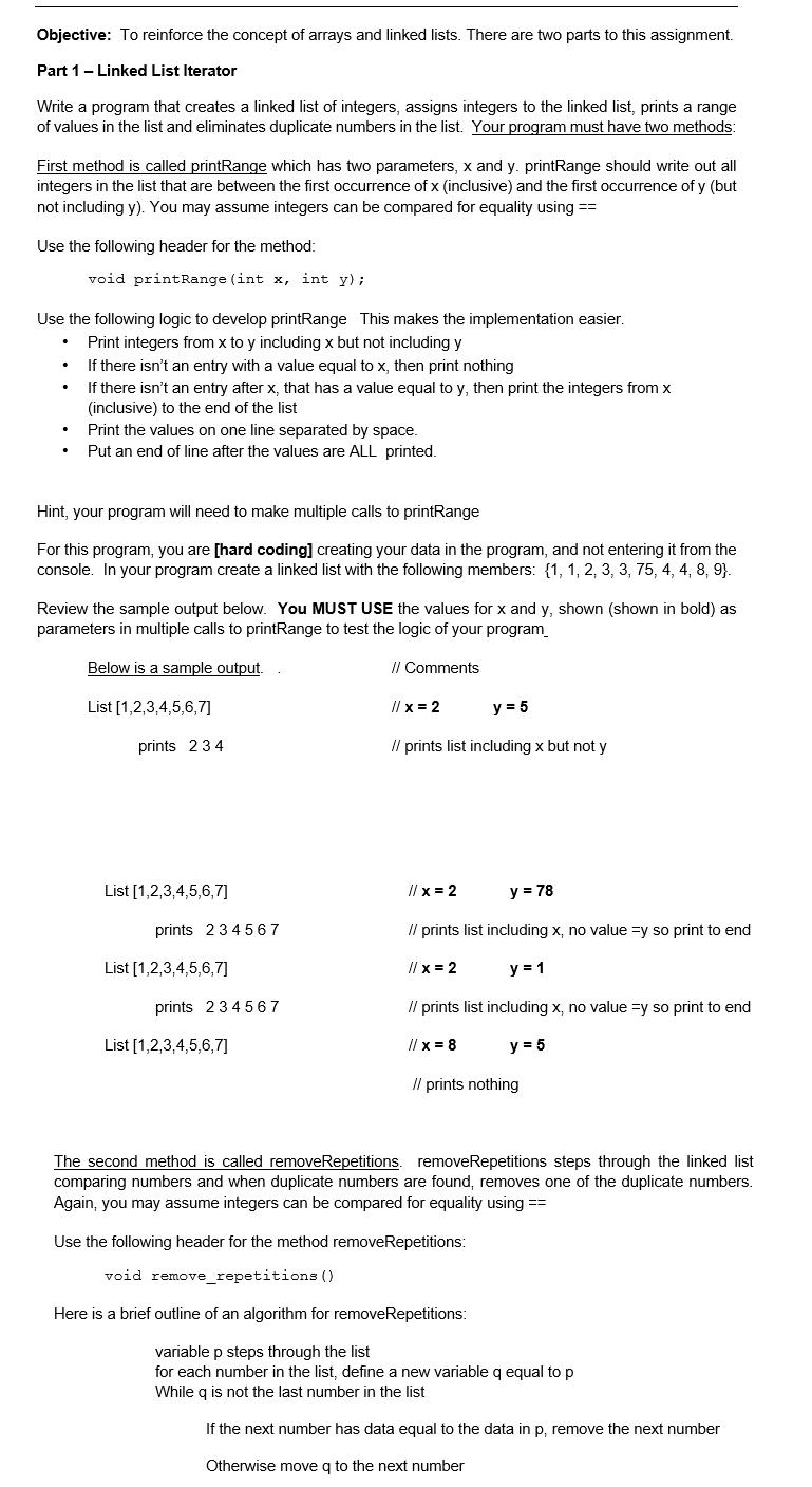 Solved Objective: To reinforce the concept of arrays and | Chegg.com