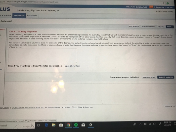 Solved S Horstmann, Big Java Late Objects, 1e CPSC130 (929 | Chegg.com