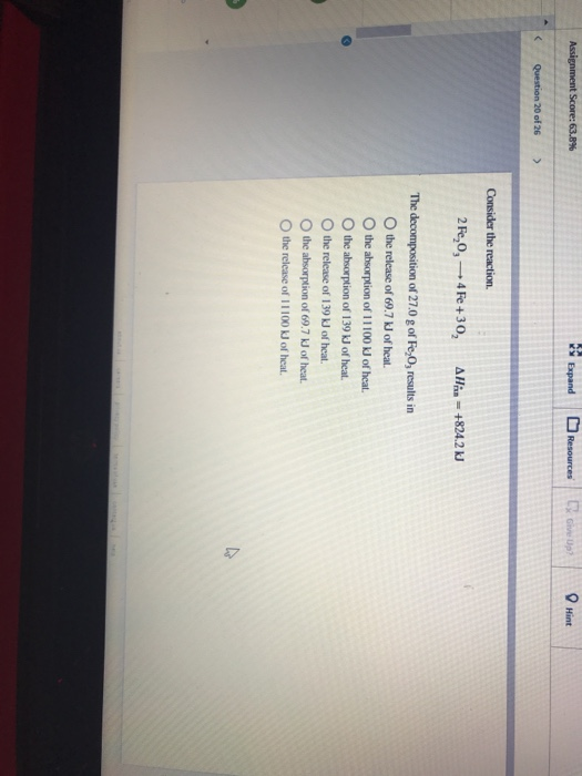 Solved Expand Resources Hint Question 20 of 26 > Consider | Chegg.com